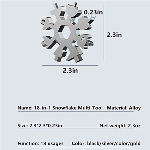 18 in 1 snowflake gadgets multitool,Portable Keychain screwdriver -Bottle Opener,useful gifts for men,2 Pack (Gold+Color)
