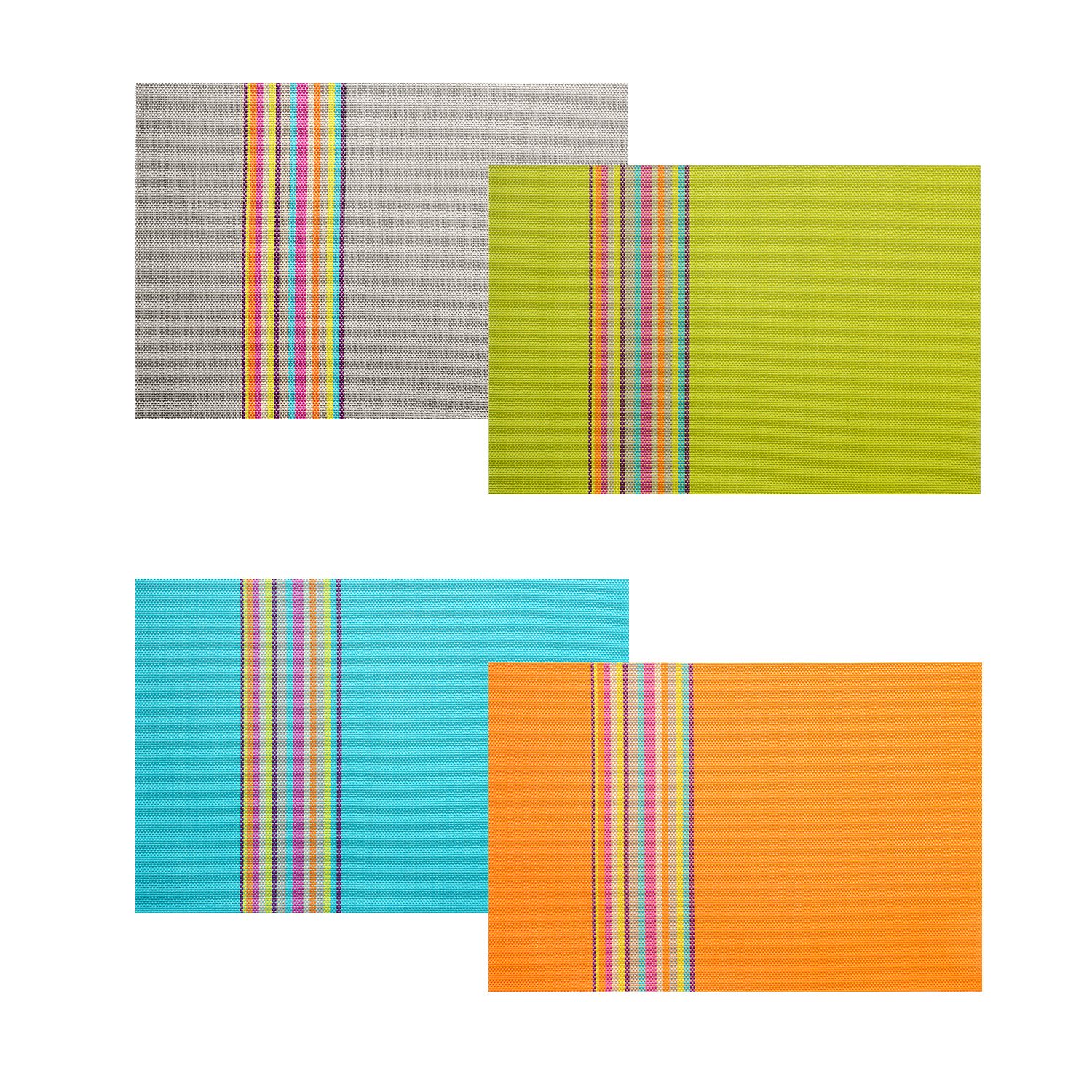 SHACOS Placemats Set of 4 Colorful Woven Vinyl Place Mats for Dining Table Reversible PVC Heat Resistant Table Mats (4, Multicolor)
