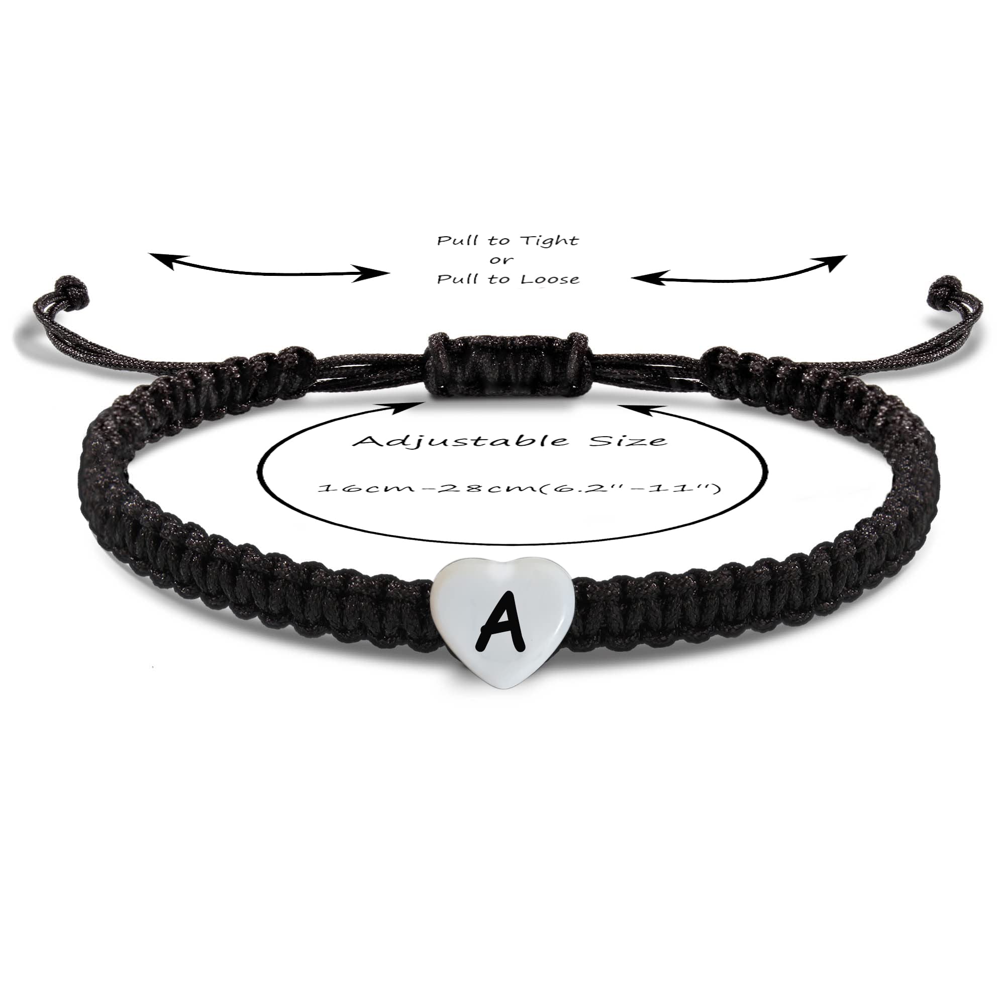 DOLLRINBOY Initial Heart String Bracelets for Women Men Handmade Adjustable Letter Rope Braided Bracelet Minimalist Jewelry Matching Couple Bracelets Friendship