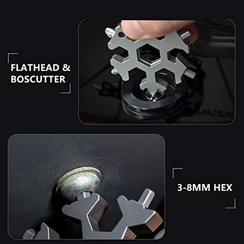 18 in 1 snowflake gadgets multitool,Portable Keychain screwdriver -Bottle Opener,useful gifts for men,2 Pack (Gold+Color)