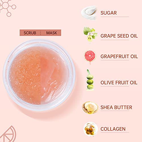 ANAIRUI Lip Therapy Set - Collagen Lip Care Kit - Lip Sleeping Mask & Sugar Lip Scrub, Lips Plumping Mask for Lip Line Wrinkle Treatment, Lip Balm & Moisturizer for Dry Chapped Lips, Exfoliating Repairing Lips Overnight (Grapefruit & Collagen)