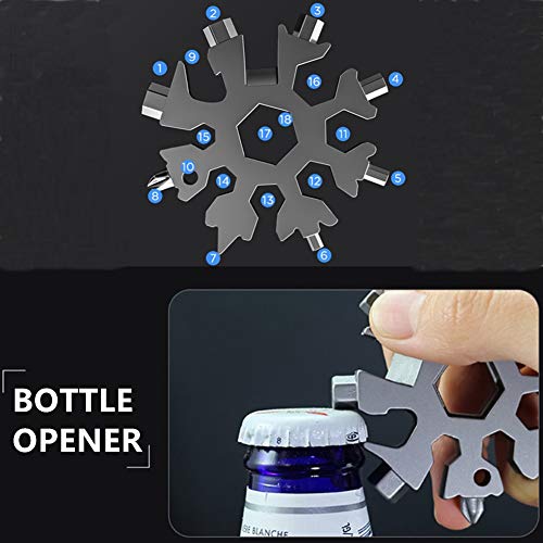 18 in 1 snowflake gadgets multitool,Portable Keychain screwdriver -Bottle Opener,useful gifts for men,2 Pack (Gold+Color)
