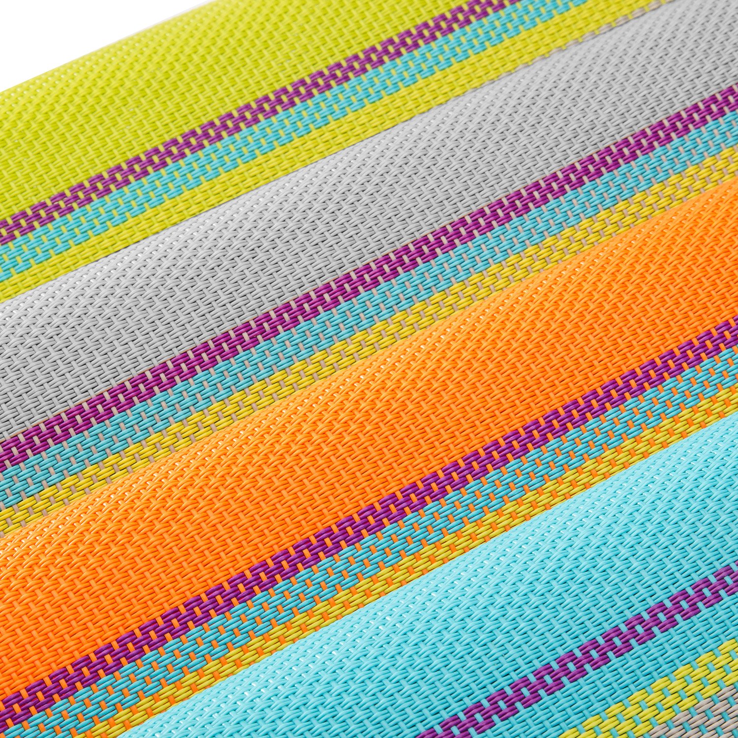 SHACOS Placemats Set of 4 Colorful Woven Vinyl Place Mats for Dining Table Reversible PVC Heat Resistant Table Mats (4, Multicolor)