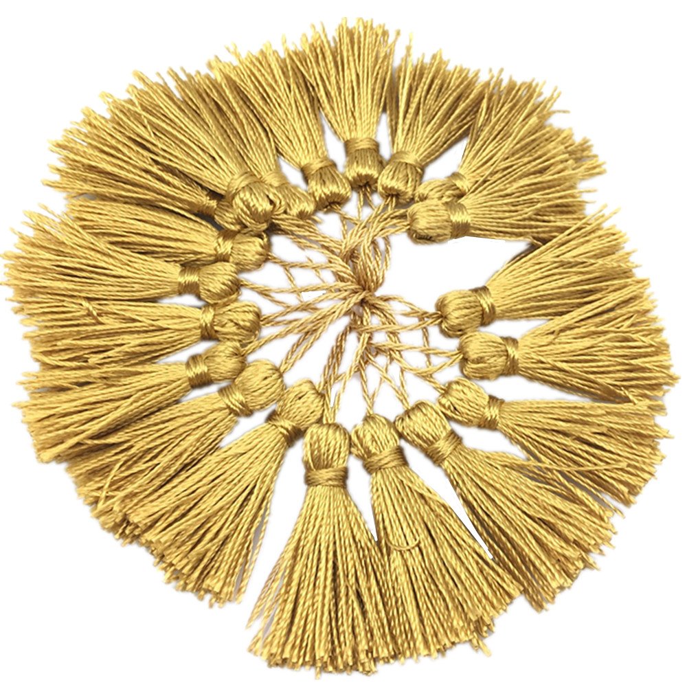 OZXCHIXU (TM) 20PCS golden Mini Small Craft Tassels 5.5cm long for Decorative Key Cushion