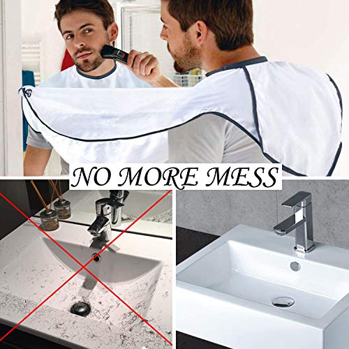 Beard Apron Cape for Men Trimming and Shaving, Waterproof and Non-Stick Beard Clippings Catcher Bib with 4 Suction Cups,Best Gift for Man/husband/boyfriend