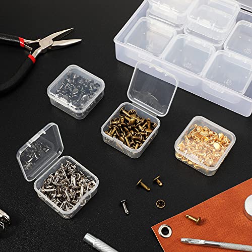Blulu 24 Pcs Small Bead Organizer Plastic Bead Storage Containers Clear Plastic Storage Case Craft Containers with 2 Pcs Hinged Lid Clear Craft Cases (6.7 x 4.33 x 2.36 Inch, 2.12 x 2.12 x 0.79 Inch)