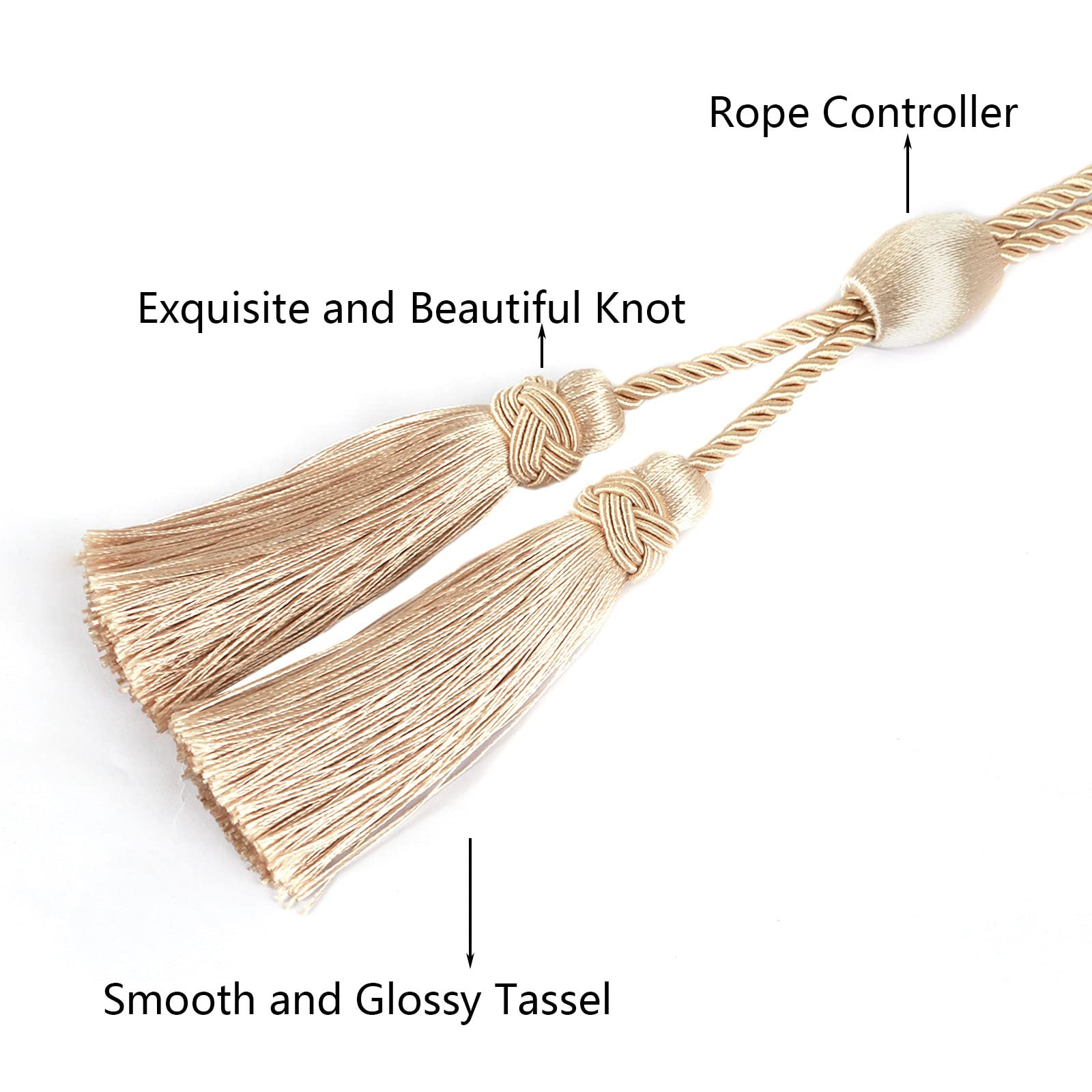 HedongHexi Curtain Tiebacks with Tassel,Modern Rope Window Curtain Ties Backs for Draperies, Outdoor Elegant Decorative Curtain Holdbacks
