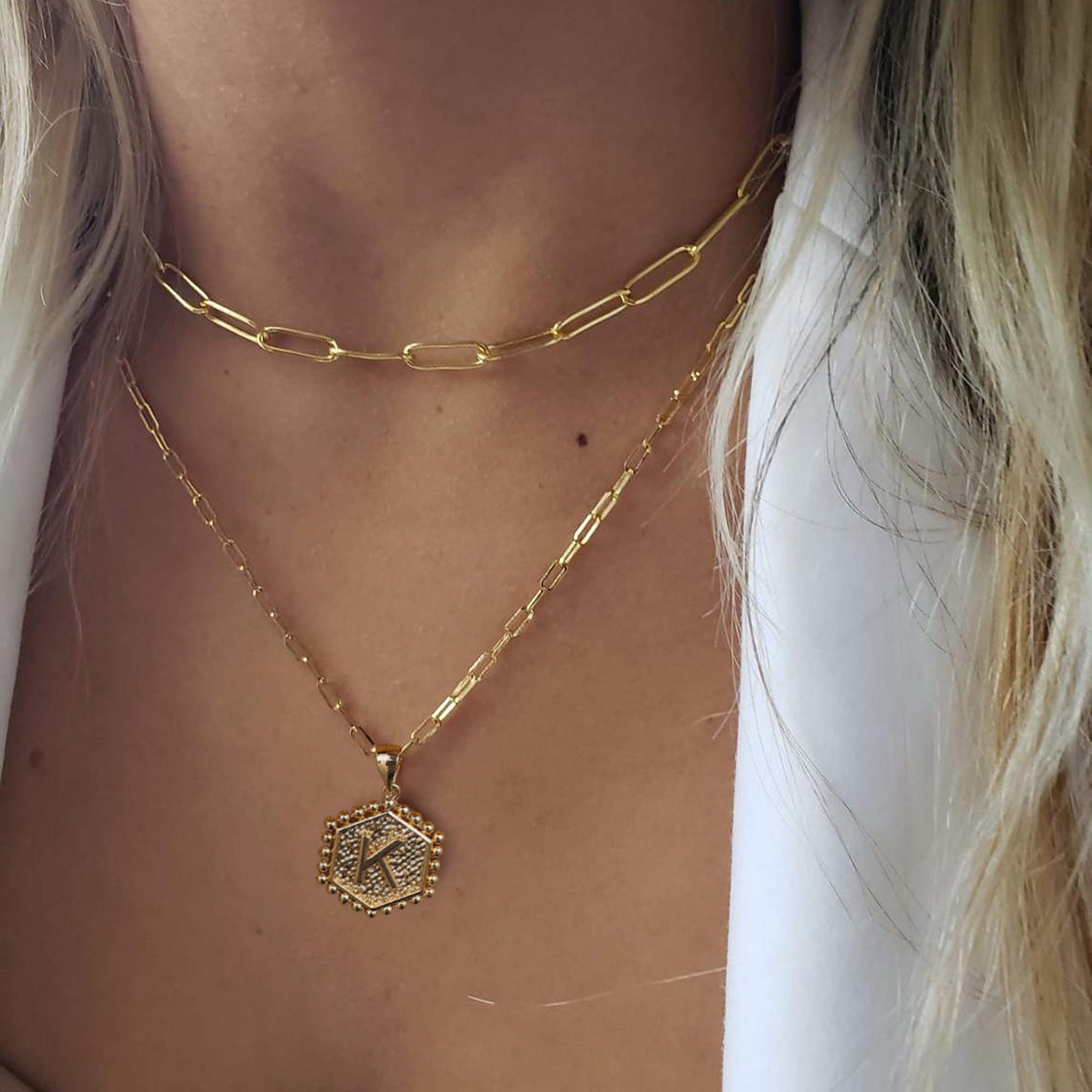 M MOOHAM Gold Layering Initial Necklaces for Women - Statement Necklace Letter Initial C Necklace Choker Dainty Layered Necklaces for Women