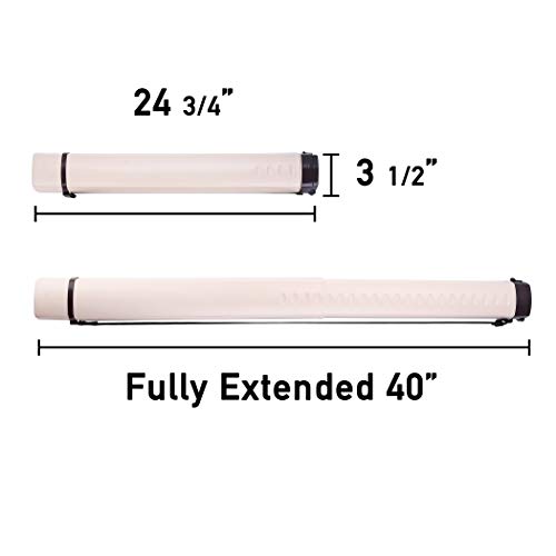 2-Pack Extendable Poster Tubes Expand from 24.5” to 40” with Shoulder Strap | Carry Documents, Blueprints, Drawings and Art | Creamy White and Violet Portable Round Storage Cases with Lids and Labels