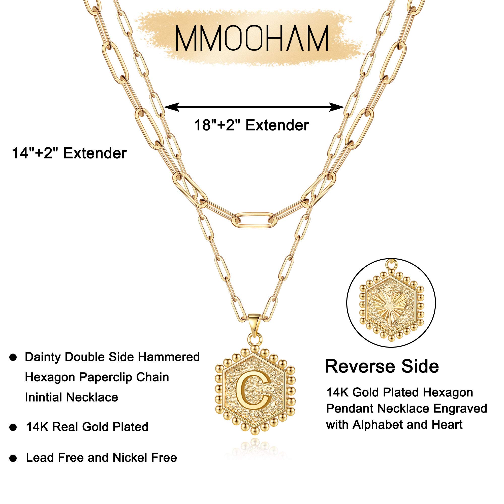 M MOOHAM Gold Layering Initial Necklaces for Women - Statement Necklace Letter Initial C Necklace Choker Dainty Layered Necklaces for Women