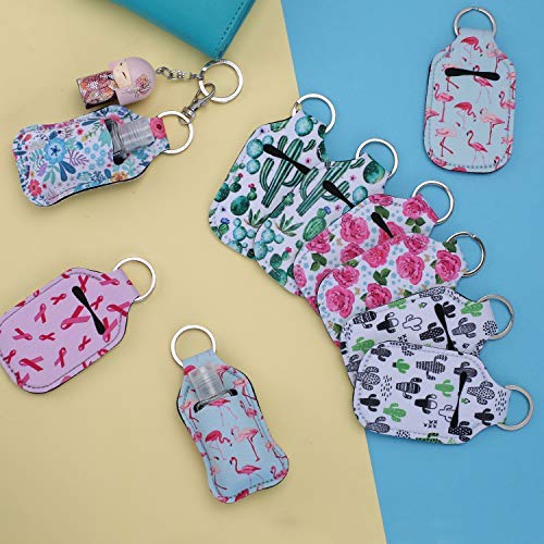 24 Pieces Travel Bottle Keychain Holder Set, 12 Pcs 30ml Empty Plastic Bottle 12 Pcs Colorful Keychain Holders, for Soap, Lotion, and Liquids, Kids Men Women Flip Cap Reusable Beauty Bottle