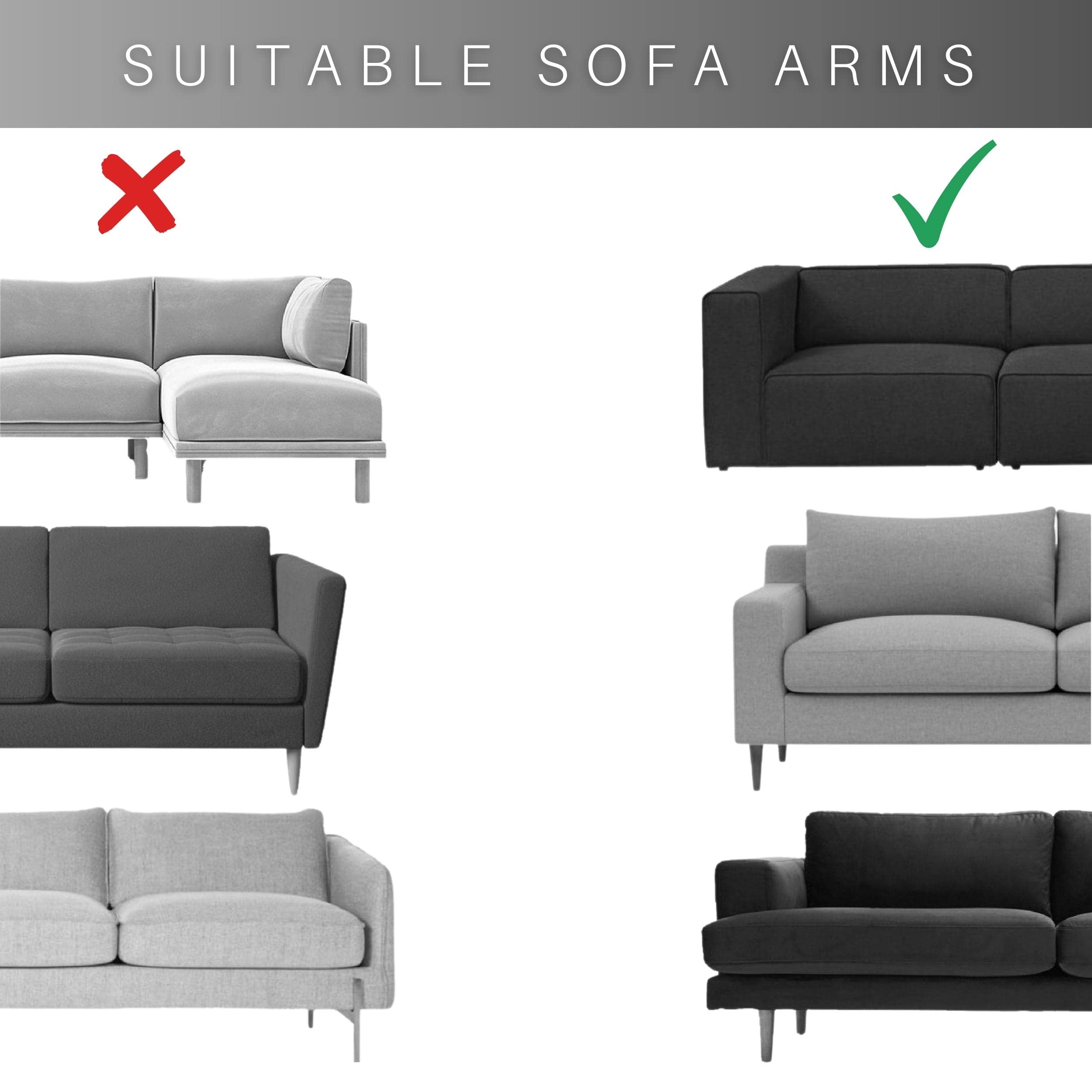 Sofa arm Tray Table Couch Bedside Wood Coaster Coffee Cup Foldable armrest Caddy end Protector Folding Living Room Furniture mat tv Chair Tables Trays with Fabric (Color 4.Grey)