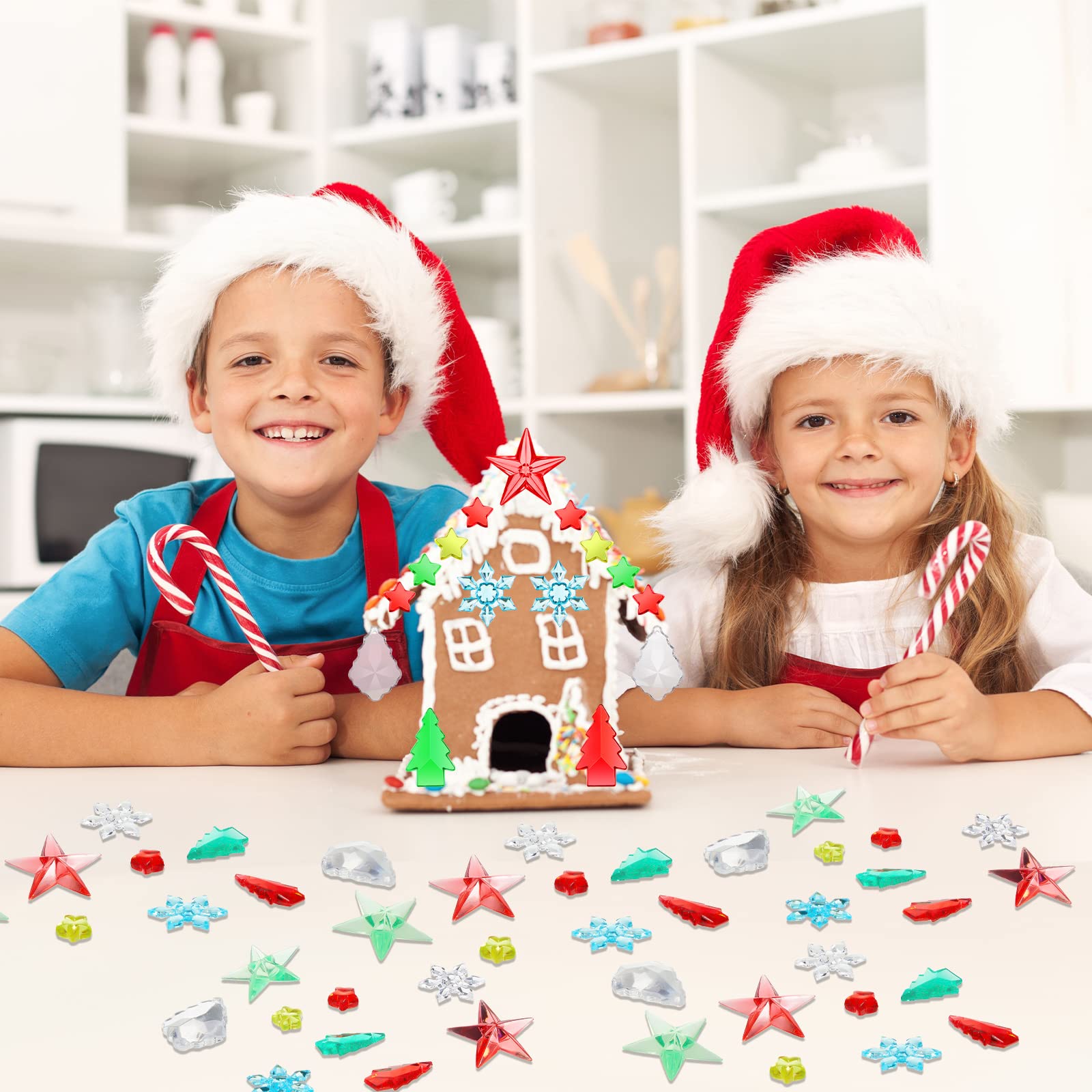 240 Pcs Mini Acrylic Star Ornaments Mini Christmas Tree Mini Snowflake Ornaments Table Scatter Vase Filler for Christmas Holiday Party Decoration (Star, Tree, Snowflake)
