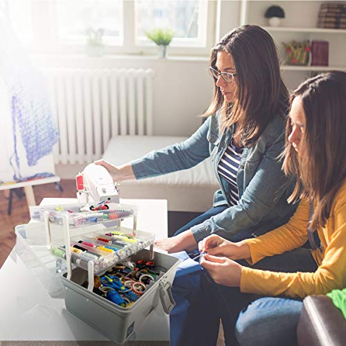 WEWLINE 3-Layers Plastic Portable Storage Box,Household Plastic Craft Supply Box with Handle,Multifunctional Storage Boxes for Children Student,Perfect for Home Office