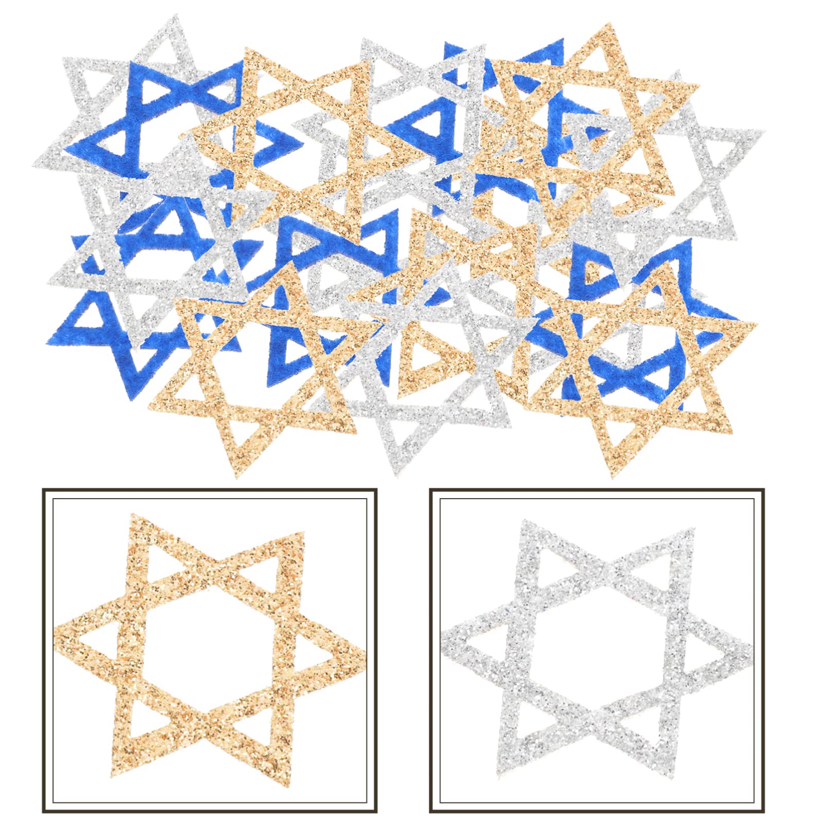 Didiseaon Hanukkah Glitter Confetti 50pcs Gold Silver Blue Star of David Table Scatter Star Shape Jewish New Year Confetti Hanukkah Party Table Centerpiece