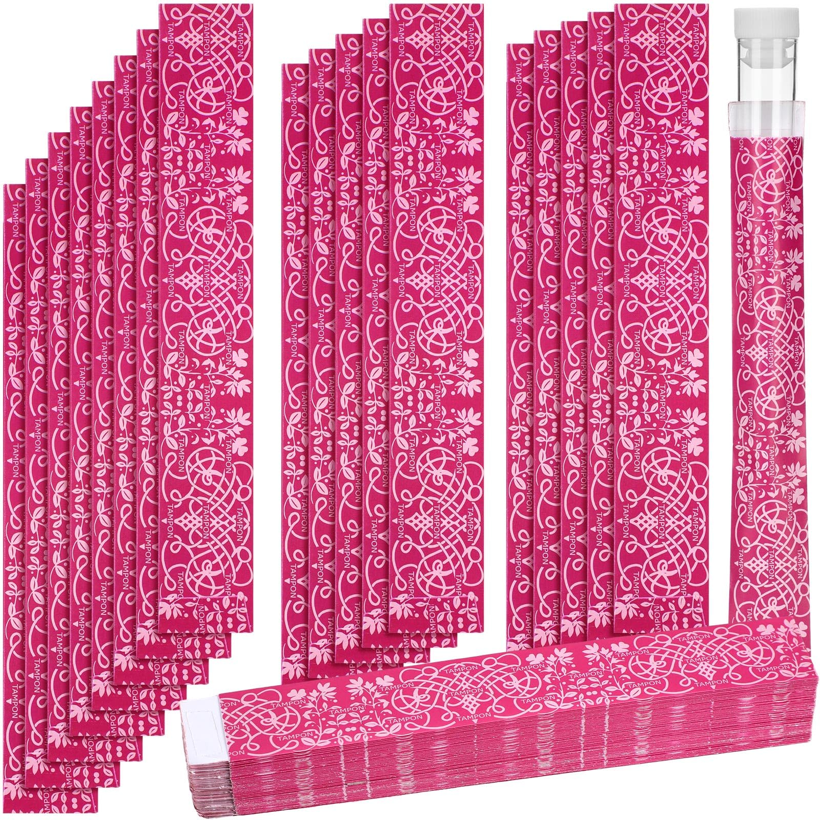Copkim 100 Pieces Secret Tampon Flask Wrappers Tampon Reusable Wrappers Reusable Self Adhering Wrappers for Women, No Tubes Included (Exquisite)