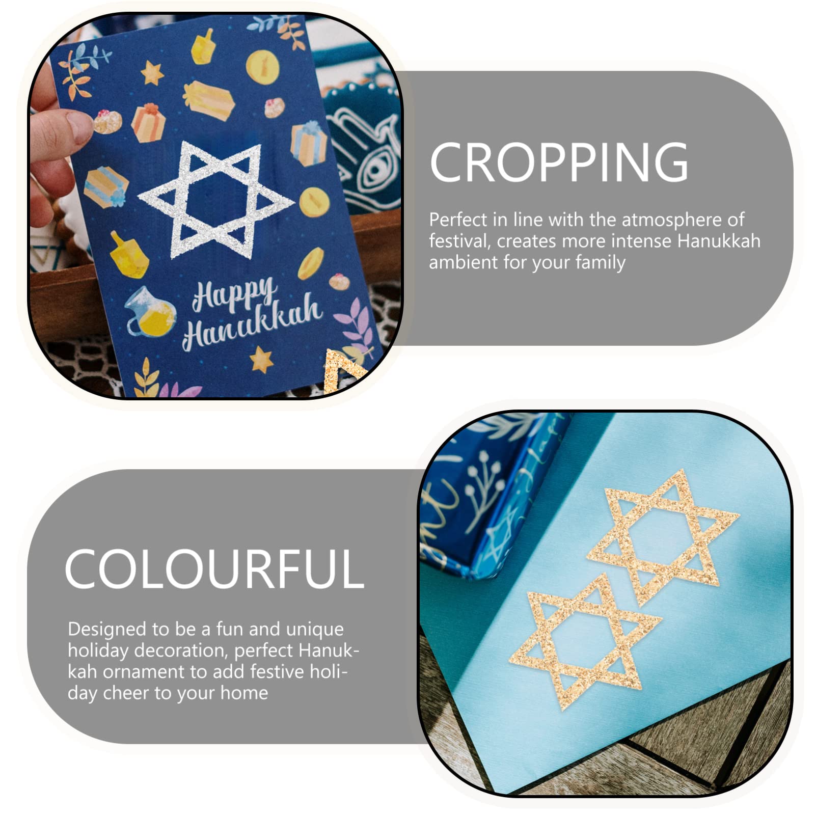 Didiseaon Hanukkah Glitter Confetti 50pcs Gold Silver Blue Star of David Table Scatter Star Shape Jewish New Year Confetti Hanukkah Party Table Centerpiece