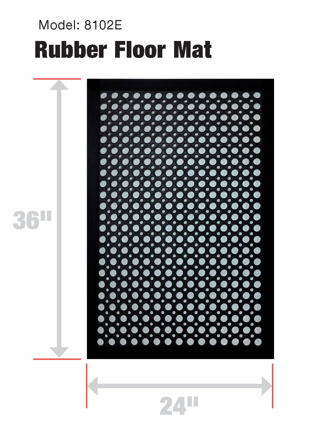 Shepherd Hardware 8102E Indoor/Outdoor Recycled, 24 x 36 x 1/2 Inches, Black Rubber Mat, 2' x 3' x 1/2"