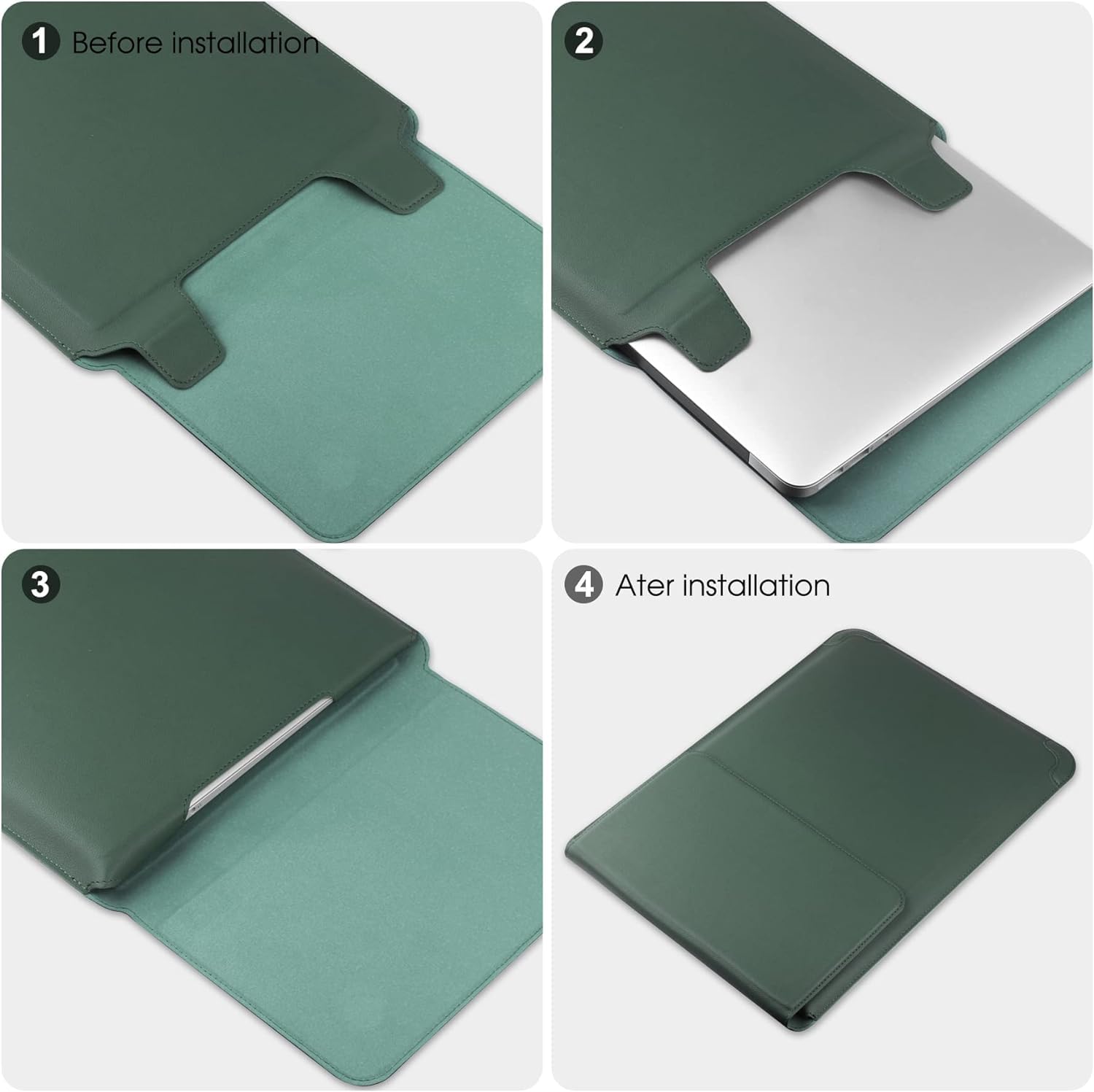 Hyfant Laptop Sleeve Case with Stand and Mouse Pad 13-14 Inch Laptop Case Chromebook Sleeve Leather Protective Cover for MacBook Pro/Air Dell HP Lenovo ThinkPad Samsung Asus Acer LG Laptops