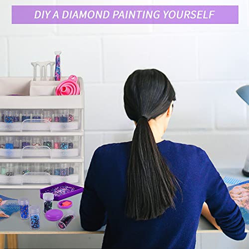 BEIFUMEI Diamond Painting Accessories Storage Containers, Plastic Storage Box with Drawer 111 Slot Individual Containers Desktop Storage Case for Diamond Art Nail Pill Rhinestones Beads Organizer