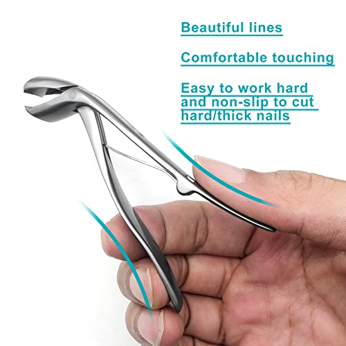 A Special Nail Clippers of SGNEKOO Angled Bent Head Super Sharp Wide Jaw Opening for Hard/Thick Fingernails and Toenails Nail Cutter Trimmer for Men Women Seniors (Silver/2P-1)