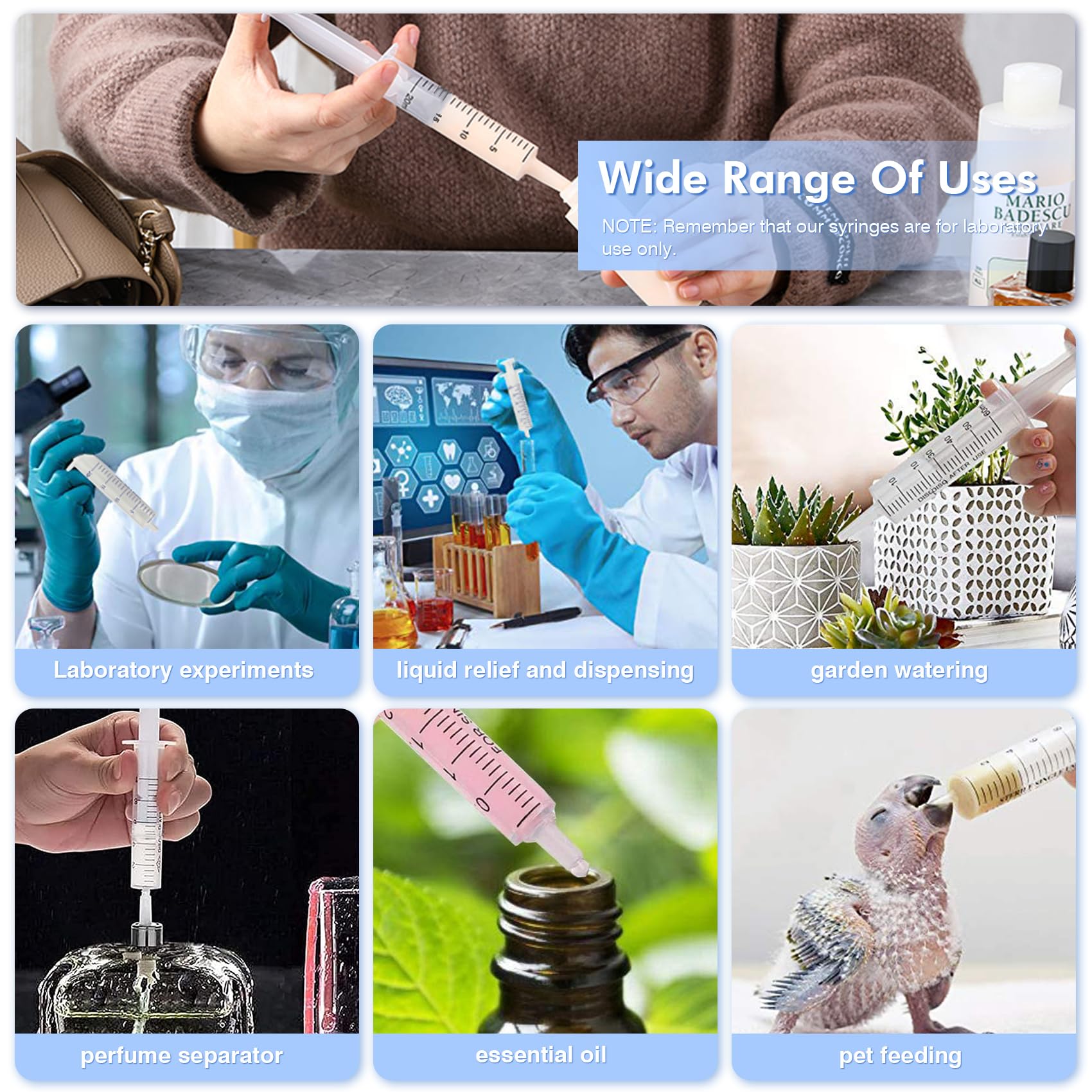 12 Pack 5 ml Syringe, luer slip syringe, without needle for Liquid refilling, DIY Crafts, Scientific Labs by Labfil