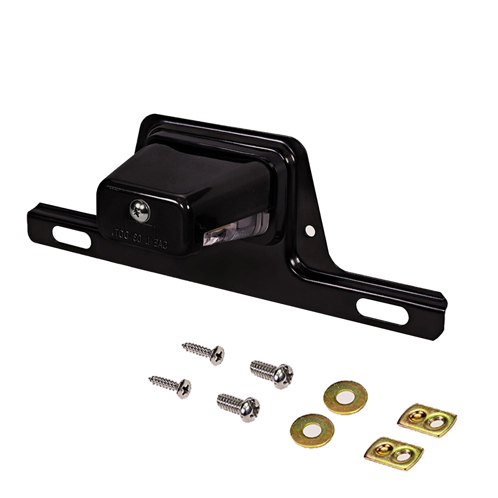 gunhunt 1 PC Truck License Plate Light, 8.4" x 2.9" x 2.3" 2 LED License Plate Light IP67 Waterproof Dustproof with Mounting Bracket, Drain Hole Light Holder Bracket, Universal for Trucks (Black)