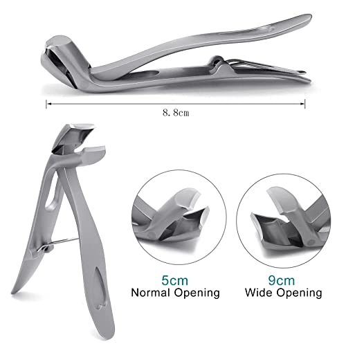 A Special Nail Clippers of SGNEKOO Angled Bent Head Super Sharp Wide Jaw Opening for Hard/Thick Fingernails and Toenails Nail Cutter Trimmer for Men Women Seniors (Silver/2P-1)