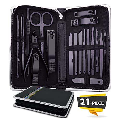 Manicure Set, 21 in 1 Manicure Kit Pedicure Kit Professional Nail Clipper Set Nail Kit For Women Men - Black