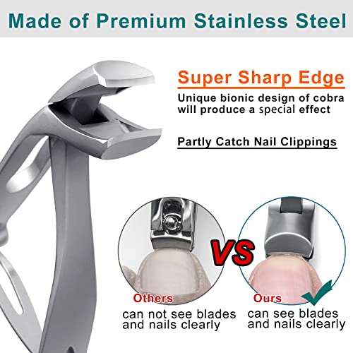 A Special Nail Clippers of SGNEKOO Angled Bent Head Super Sharp Wide Jaw Opening for Hard/Thick Fingernails and Toenails Nail Cutter Trimmer for Men Women Seniors (Silver/2P-1)