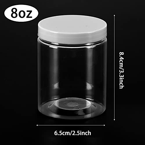 Habbi 24 Pack 8oz Slime Containers with Lids Plastic Jars Containers for Slime with White Water-Tight Lids and Stickers Mini Storage for DIY Slime Making, Candy, Beads, Art Crafts, Lotion, BPA Free