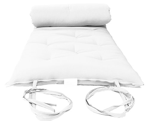 Twin Size Traditional Japanese Floor Futon Mattresses, Tatami Foldable Cushion Mats, Yoga, Meditaion 80 x 39 x 3 (White)