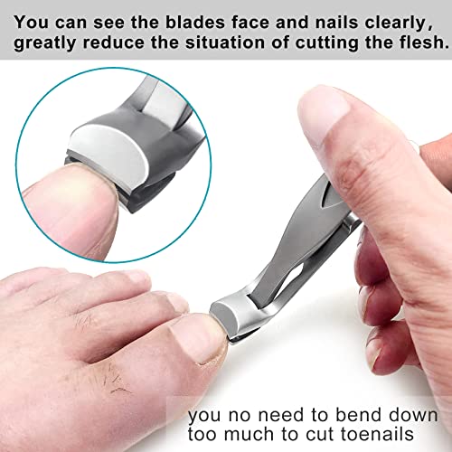 A Special Nail Clippers of SGNEKOO Angled Bent Head Super Sharp Wide Jaw Opening for Hard/Thick Fingernails and Toenails Nail Cutter Trimmer for Men Women Seniors (Silver/2P-1)