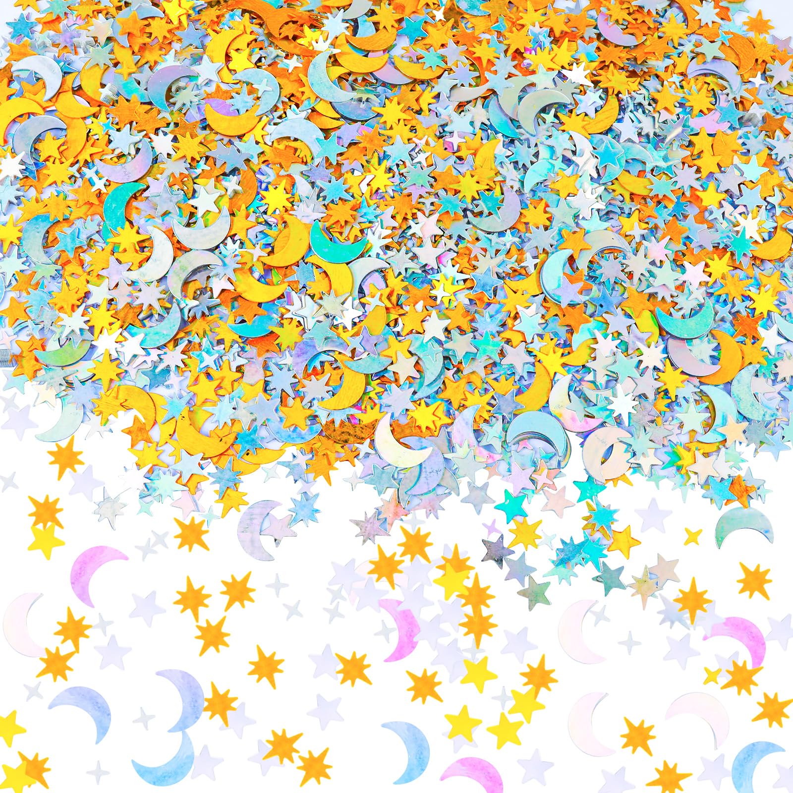60 g Gold & Silive Confetti Christmas Confetti Stars Moons Planet Confetti Holographic Star And Moon Table Confetti For Party DIY Rainbow Metallic Glitter Foil Sequin Scatter For Birthday Wedding