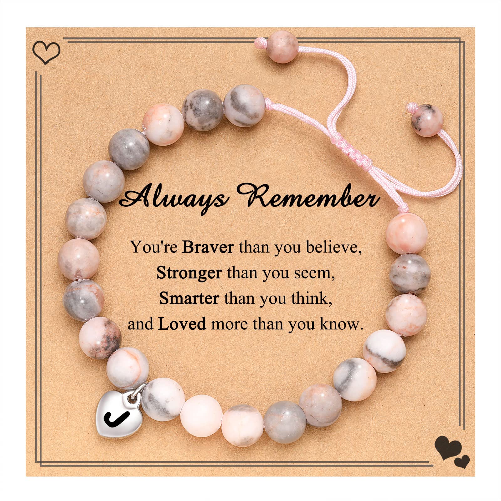 UNGENT THEM Gifts for Girls Jewelry Cute Stuff Things Letter J Initial Bracelets Valentines Graduation Confirmation Christmas Birthday Teen Teenage Ideas 10 12 14 16 18