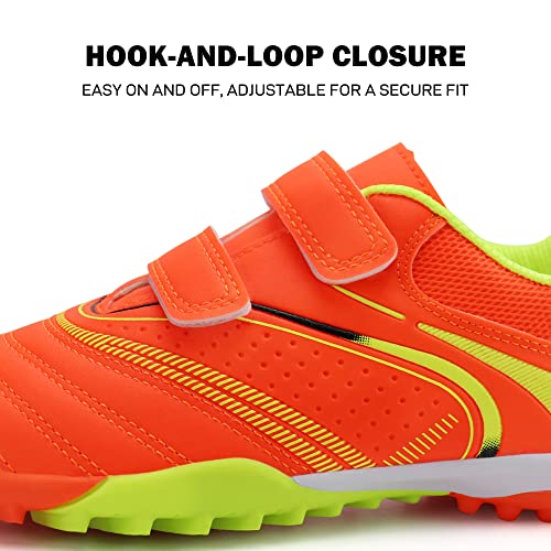 firelli Kids Athletic Turf Soccer Cleats Boys Girls Comfortable Soccer Shoes (3,Orange)