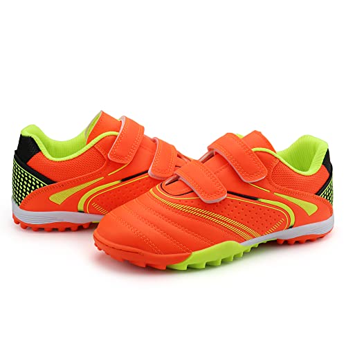 firelli Kids Athletic Turf Soccer Cleats Boys Girls Comfortable Soccer Shoes (3,Orange)