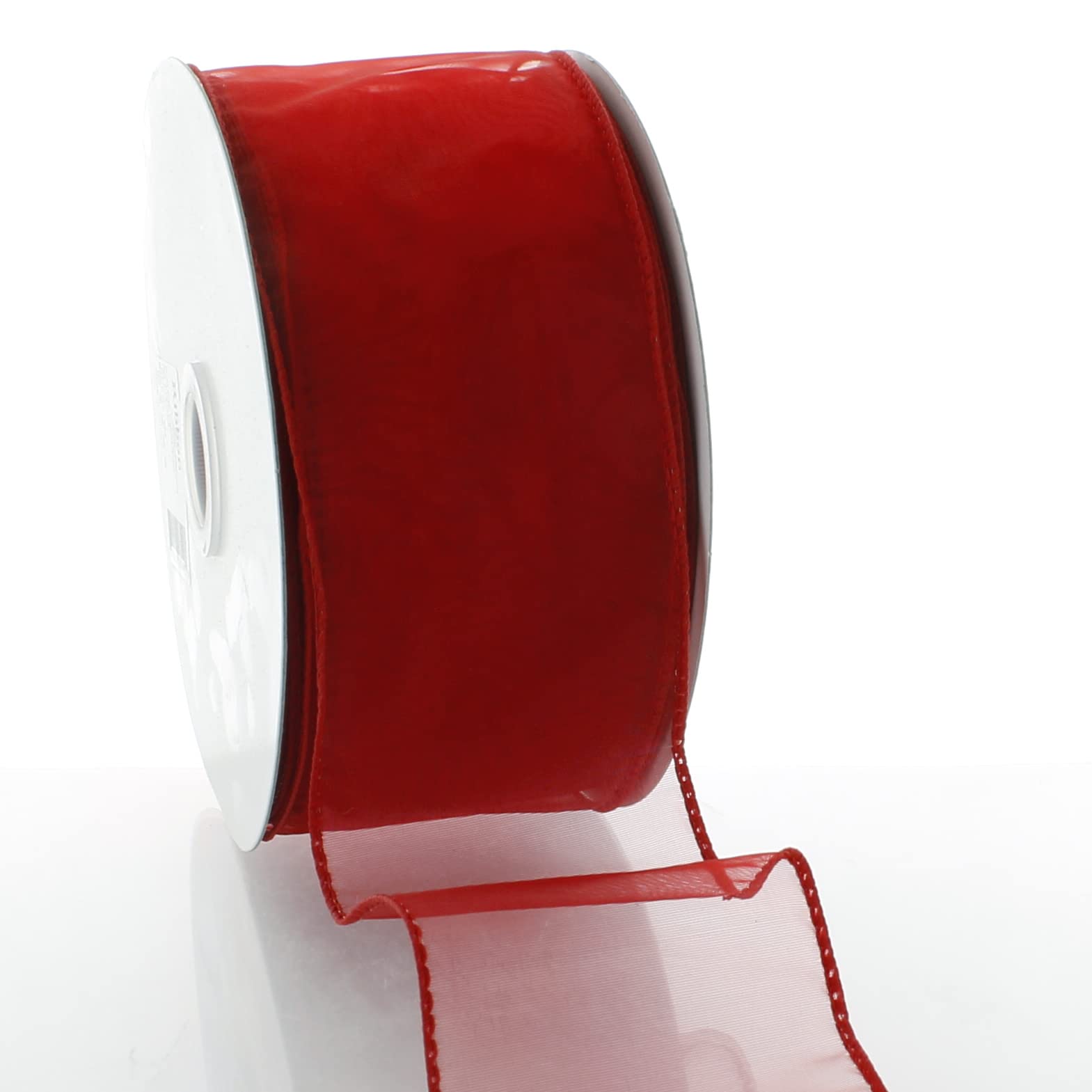 Ribbon Traditions 2.5" Wired Sheer Organza Ribbon Red 10 Yards