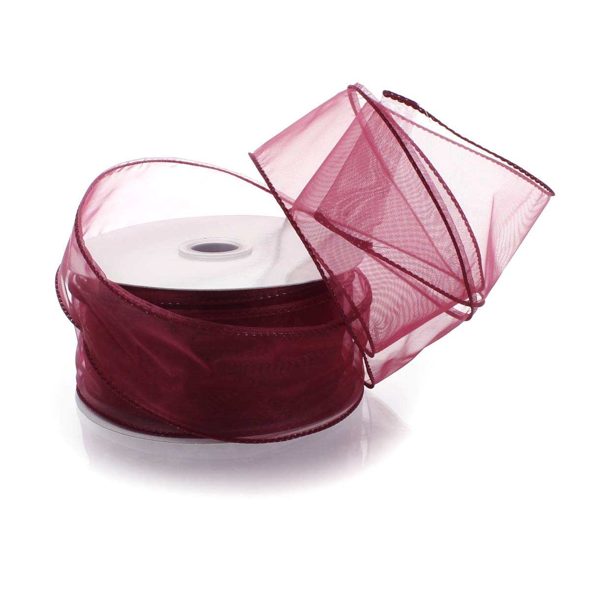Ribbon Traditions 2.5" Wired Sheer Organza Ribbon Red 10 Yards