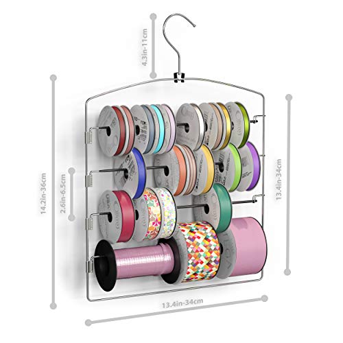 Craft Ribbon Organizer Storage 【Stainless Steel】 Ribbon Storage Organizer|Ribbon Spool Storage| Ribbon Holder Organizer for Crafts| Ribbon Wall Organizer