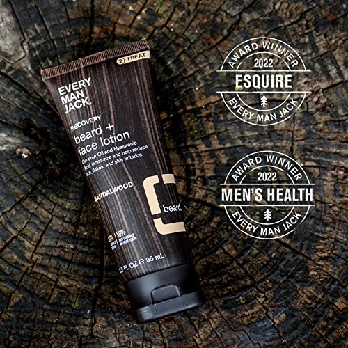 Every Man Jack Recovery Beard + Face Lotion for Men - with a Warm Sandalwood Scent 3.2 oz