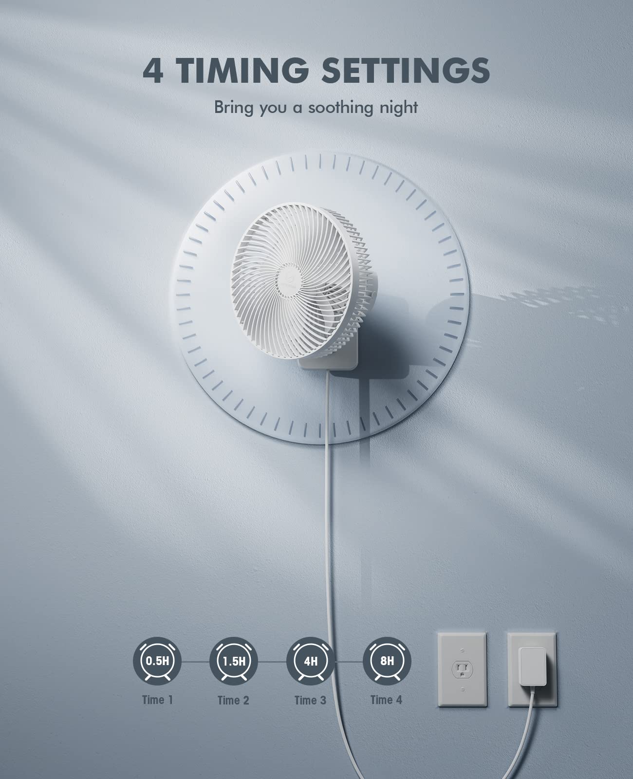 LEMOISTAR 10 Inch Wall Mounted Fan with Remote Control, 90°Oscillating, High Velocity 4 Speeds, Timer, Adjustable Tilt, 70Inch Cord, Ultra Quiet,for Bedroom Garage RV Office Home-White