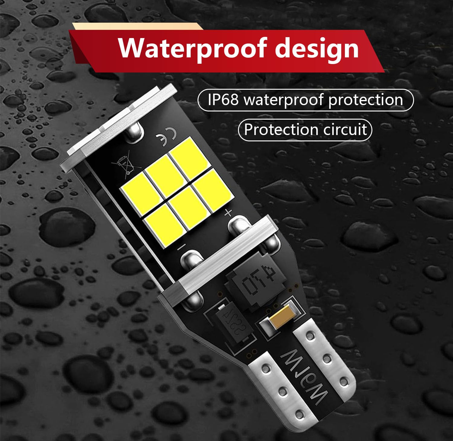 UGSHY Pack-2 Car Illumination Lights, T15 Reverse Light, High Power Decoding 3535 Chip Bulbs, Super Bright LED Bulb, Extremely Super Bright, Universal Bulbs Replacement (White Light)