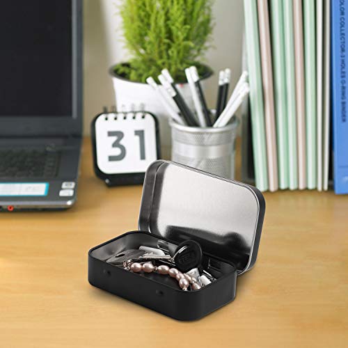 Tamicy Metal Rectangular Hinged Tins - Pack of 40 Matte Black Mini Portable Box Containers Small Empty Storage Tins with Lids Home Organizer Kit for Storage Drawing Pin Jewelry Crafts