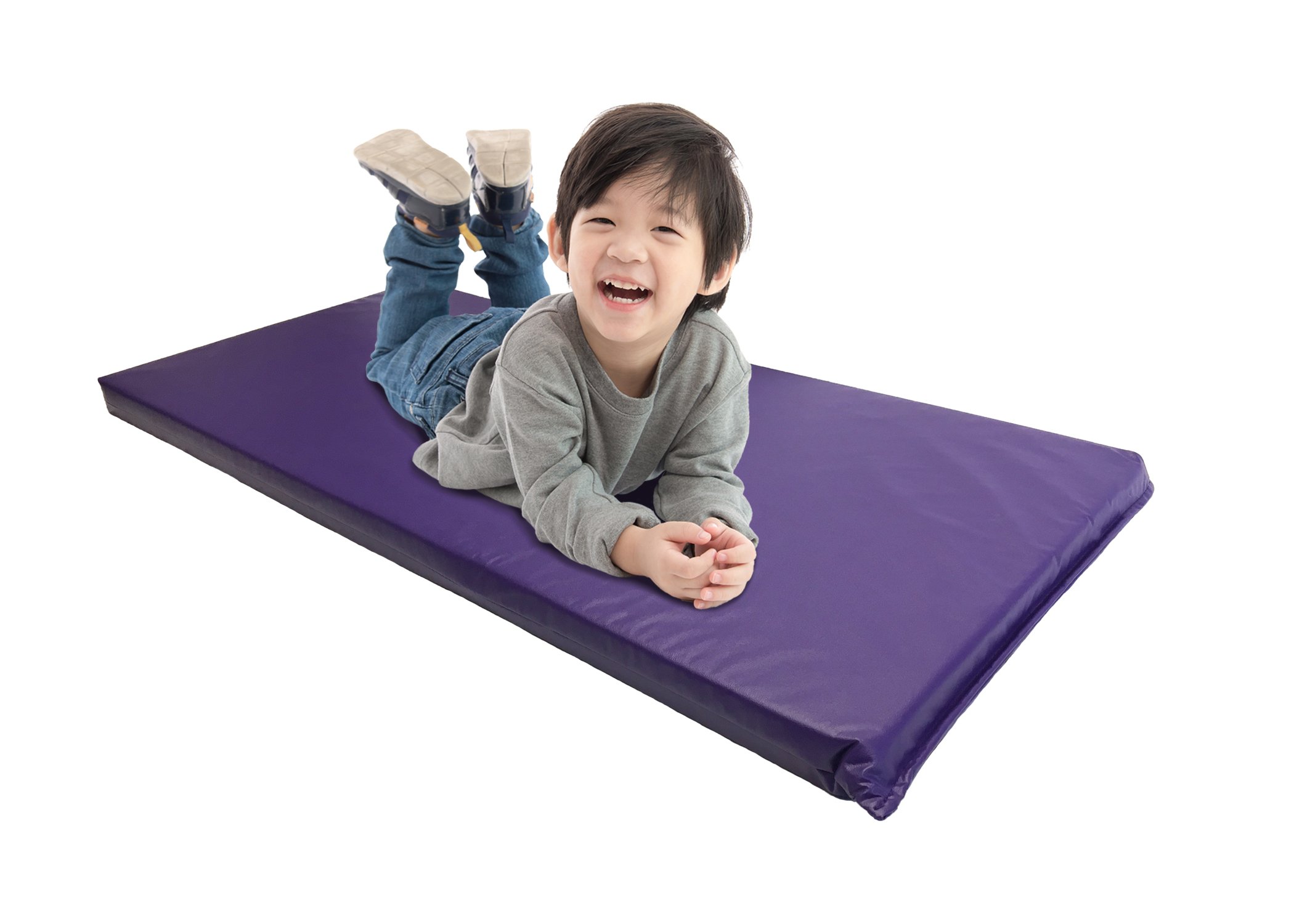 KinderMat Kids Rest Mats (5-Pack), Rainbow Designer, Non-Folding, 2-Inches Thick, 2" x 22" x 48", Red, Yellow, Green, Blue, Purple, School, Home, Daycare, 100% Made in The USA