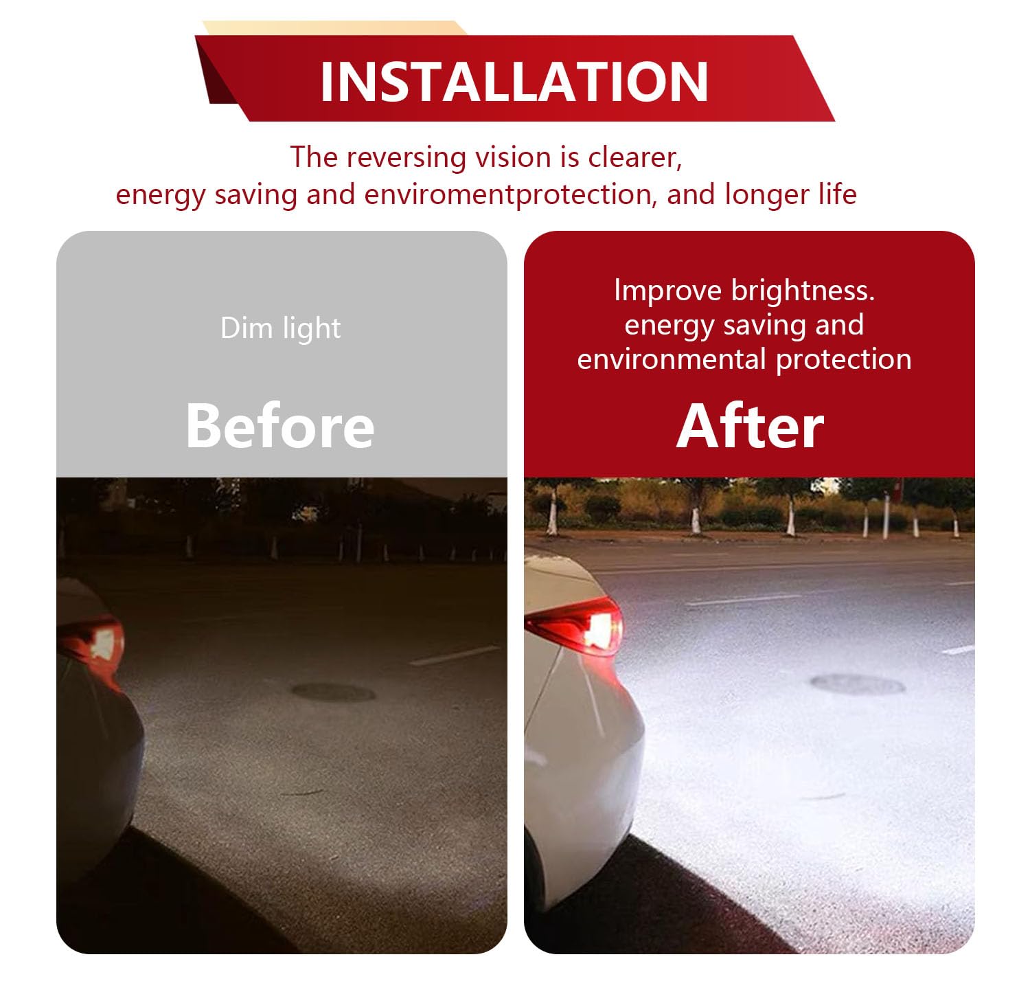 UGSHY Pack-2 Car Illumination Lights, T15 Reverse Light, High Power Decoding 3535 Chip Bulbs, Super Bright LED Bulb, Extremely Super Bright, Universal Bulbs Replacement (White Light)