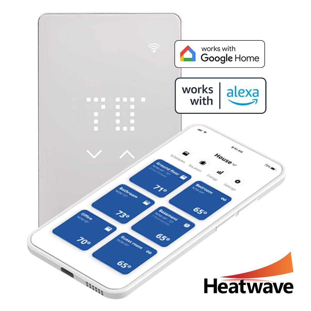 HEATWAVE 64-120 Square Feet: Premium Electric Floor Heating Cable with GFCI WiFi LED Touch/App Controlled Thermostat, Floor Alarm, Multi-Meter & Installation Accessories