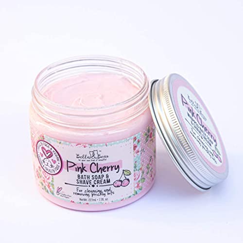 Bella & Bear Pink Cherry Bath Soap & Shave Cream, Paraben Free, No Harmful Chemicals, Cruelty Free, Vegan, 6.7oz