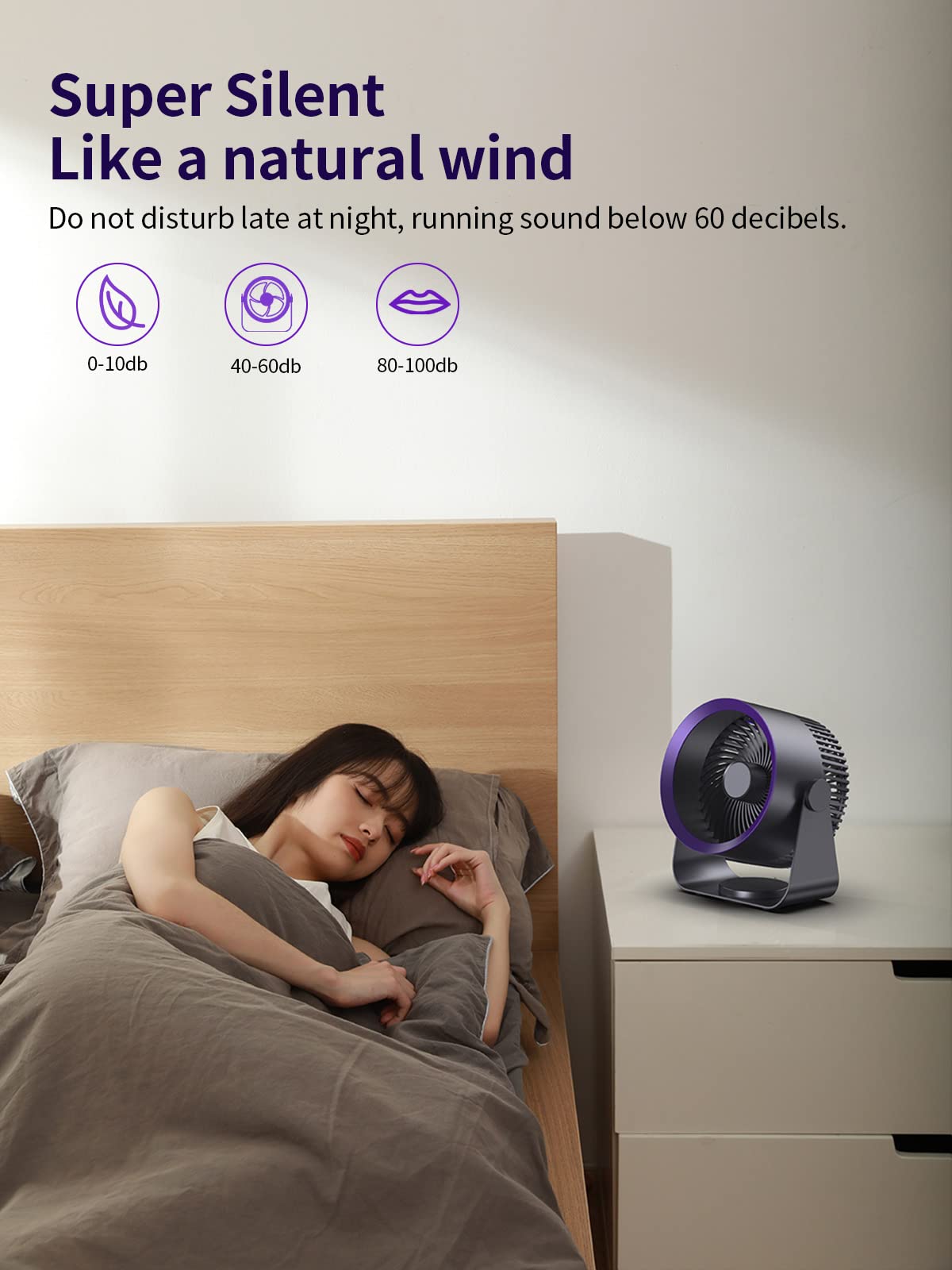 AIMHON Desk Air Circulator Fan, Wall Mount Fan,Portable Battery Operated Fan Personal Table Fan for Home,Office, Bedroom (Grey)