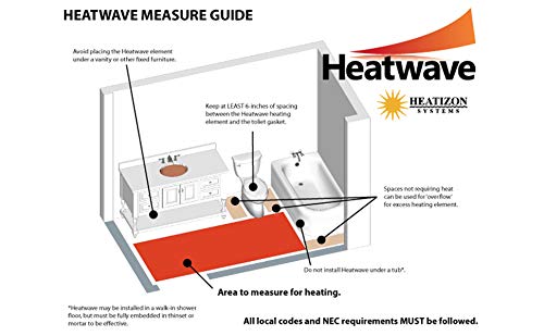 HEATWAVE 64-120 Square Feet: Premium Electric Floor Heating Cable with GFCI WiFi LED Touch/App Controlled Thermostat, Floor Alarm, Multi-Meter & Installation Accessories